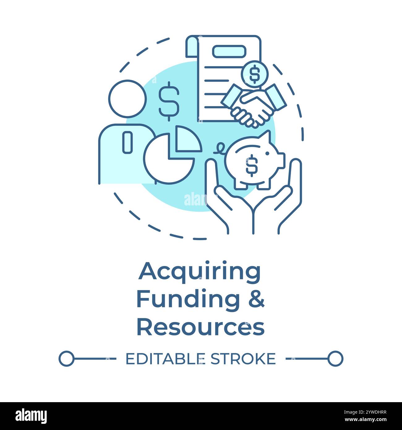 Acquiring funding and resources light blue concept icon Stock Vector ...