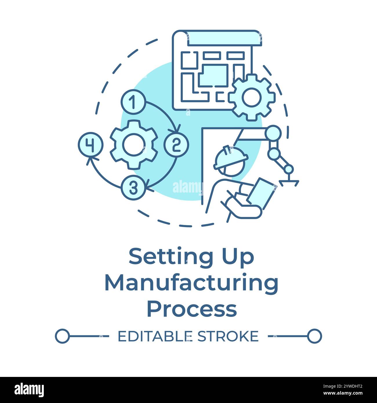 Setting up manufacturing process light blue concept icon Stock Vector ... Setting up manufacturing process light blue concept icon Stock Vector ...