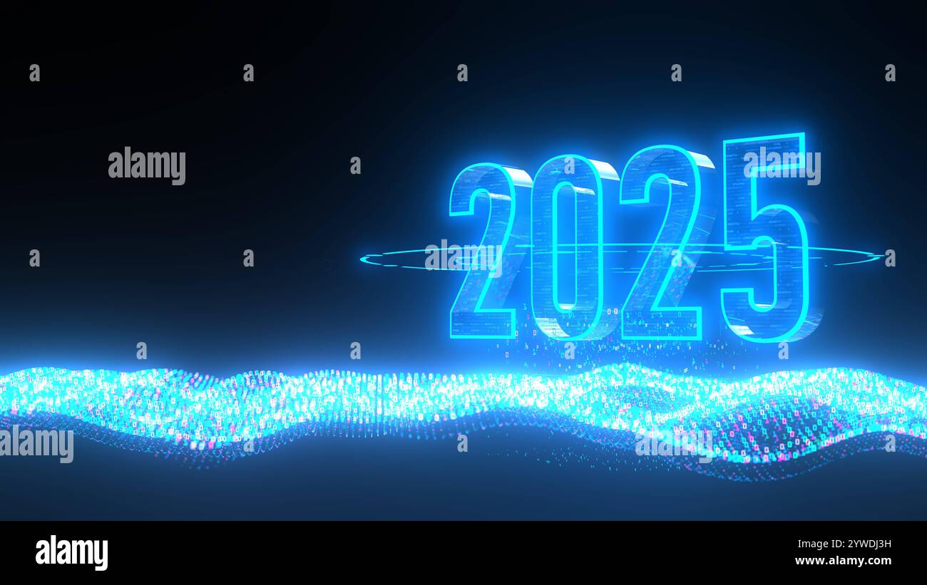 3D illustration Digital Year 2025. Digital New Year 2025. 3D ...