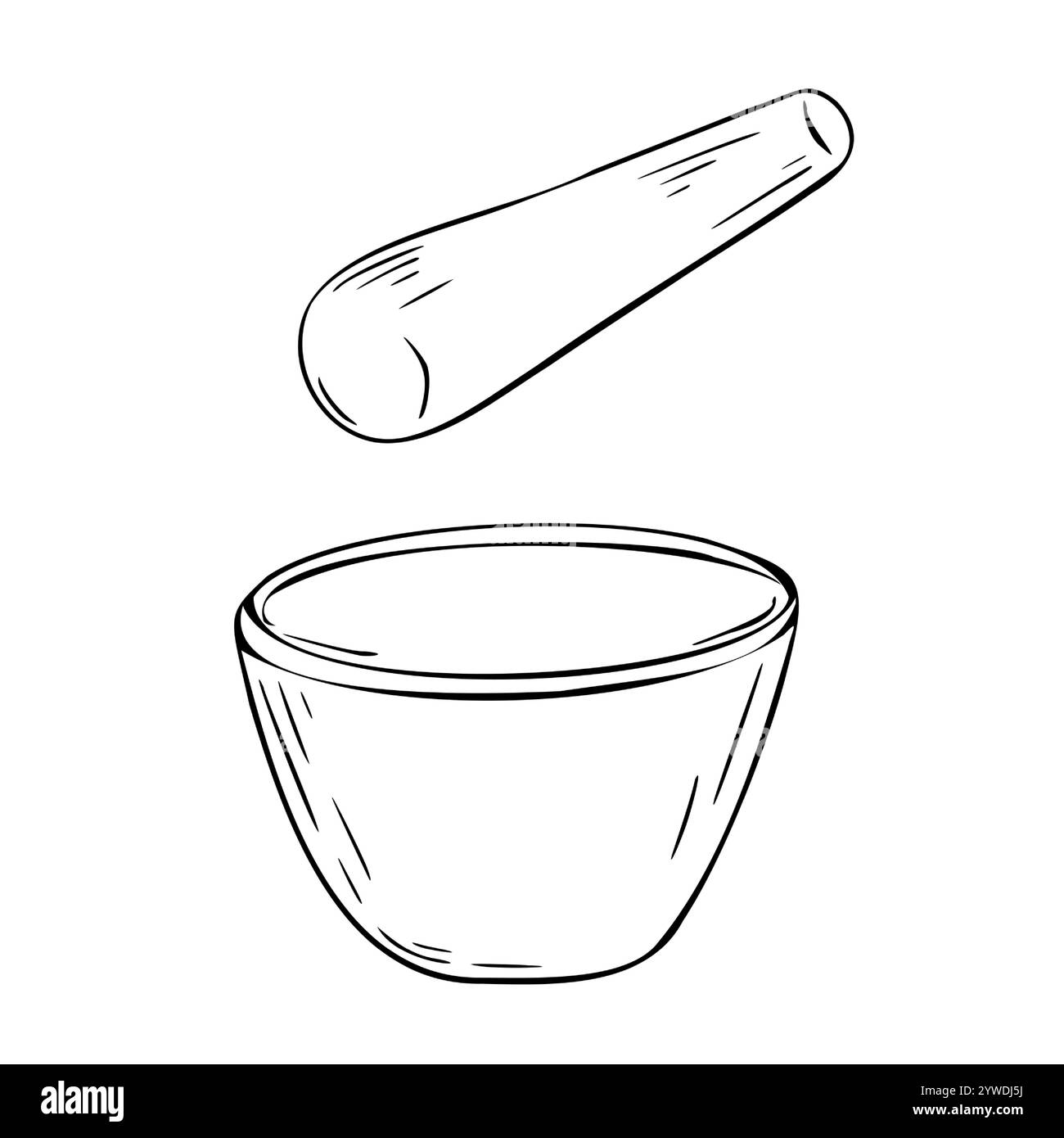 Stone mortar and pestle black white vector illustration isolated. Bowl ...