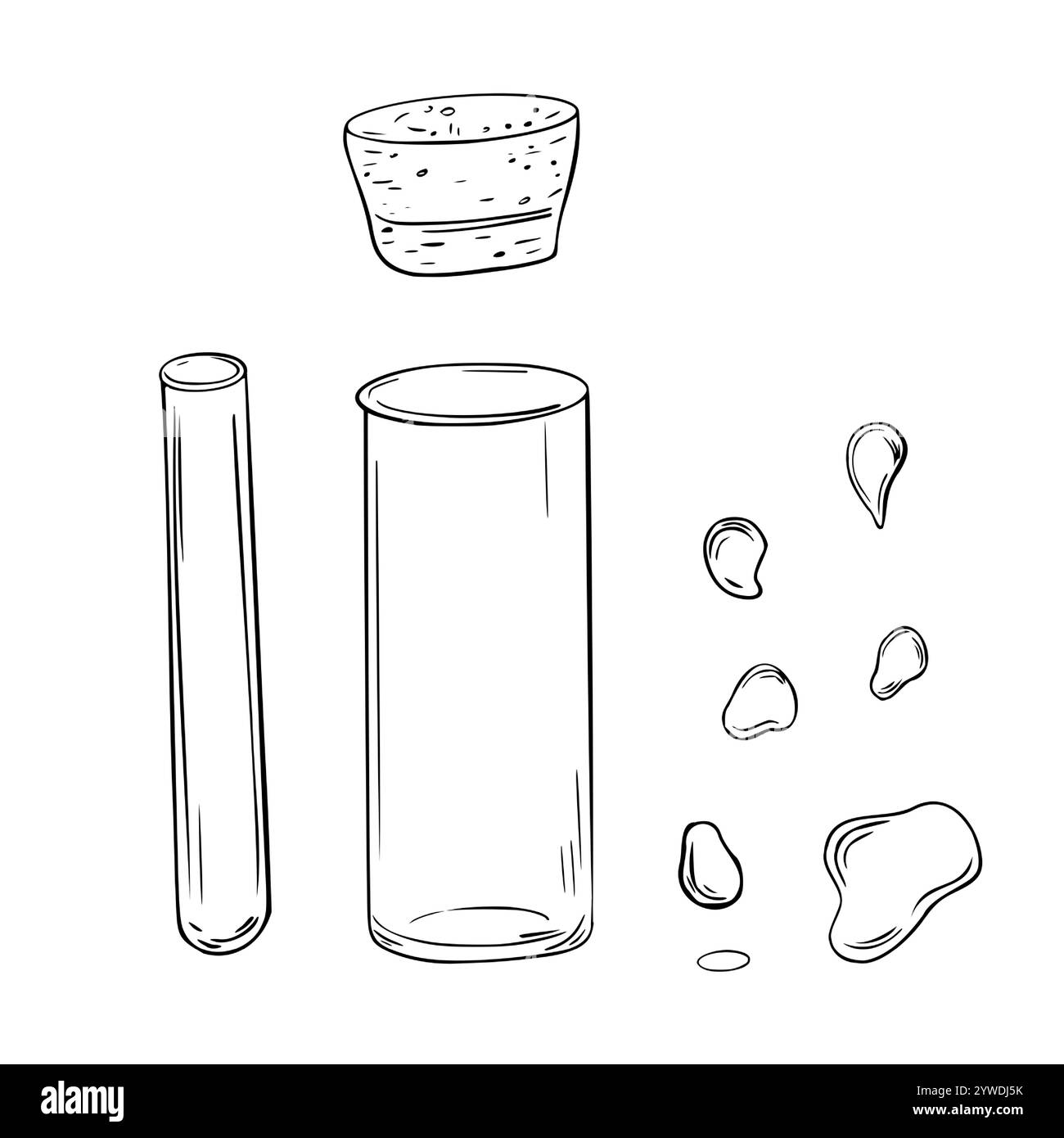 Glass flask with cork black white vector illustration on white ...