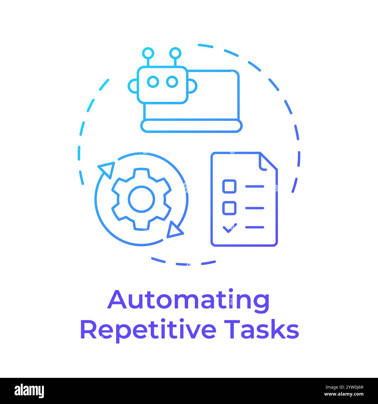 Automating repetitive tasks blue gradient concept icon Stock Vector ...