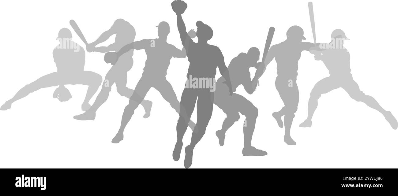 Baseball Silhouette Players Player Silhouettes Stock Vector Image & Art ...
