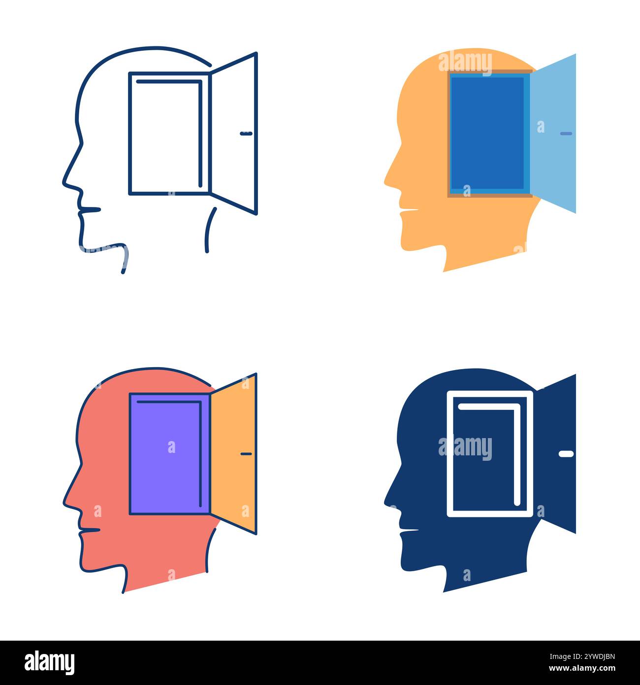 Open mind icon set in flat and line style. Vector illustration Stock Vector Image & Art - Alamy