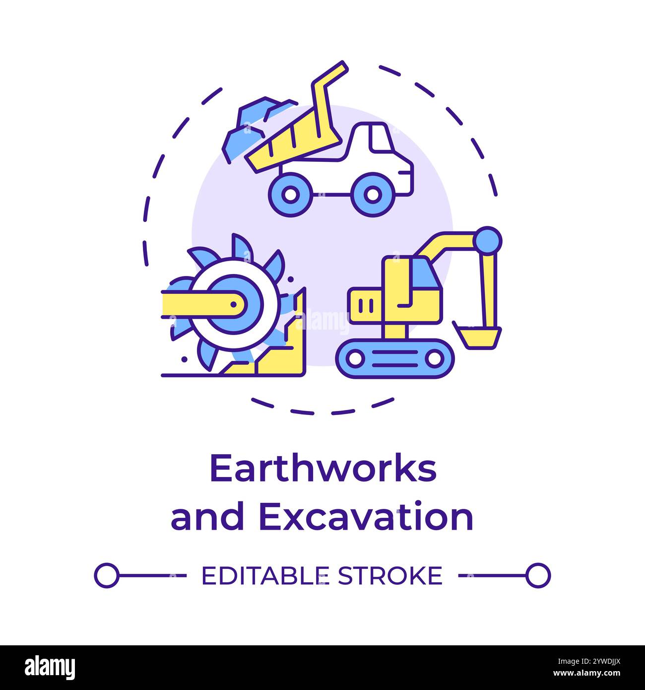 Earthworks and excavation multi color concept icon Stock Vector Image ...