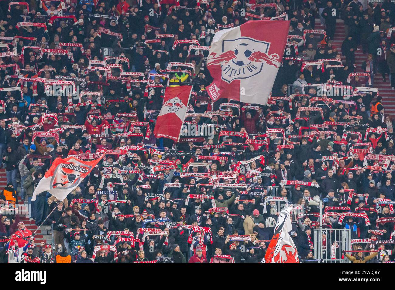 Leipzig, Germany. 10th, December 2024. Football fans of RB Leipzig seen ...