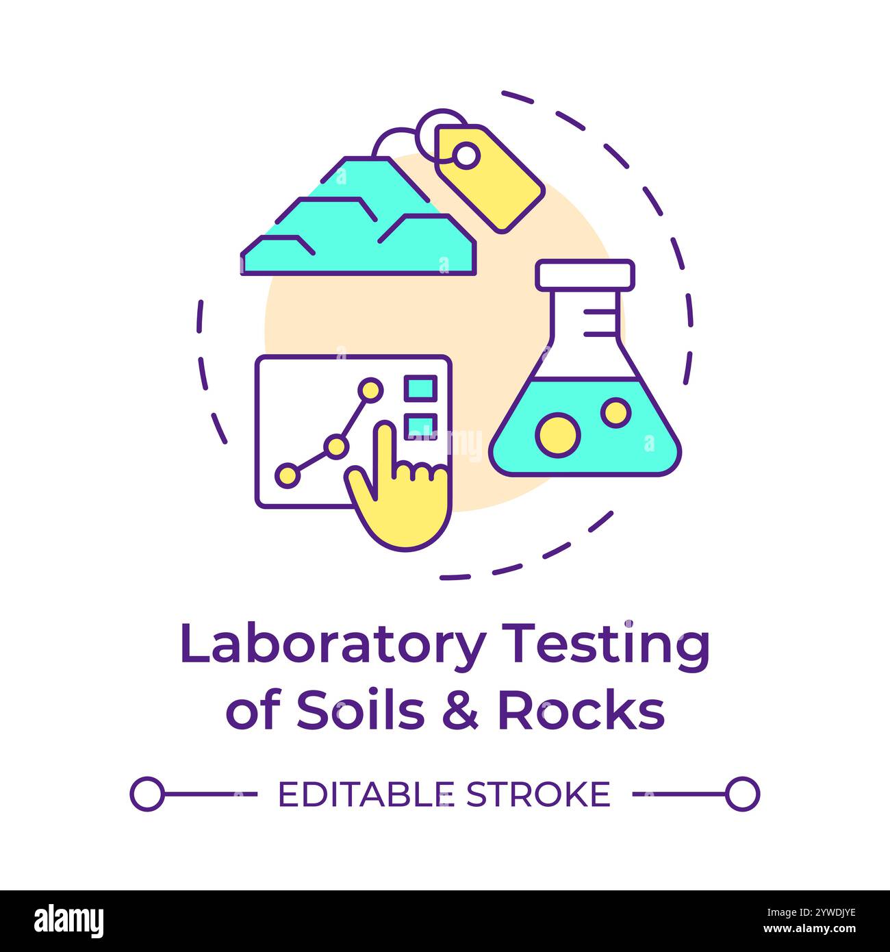 Laboratory testing of soils and rocks multi color concept icon Stock ...