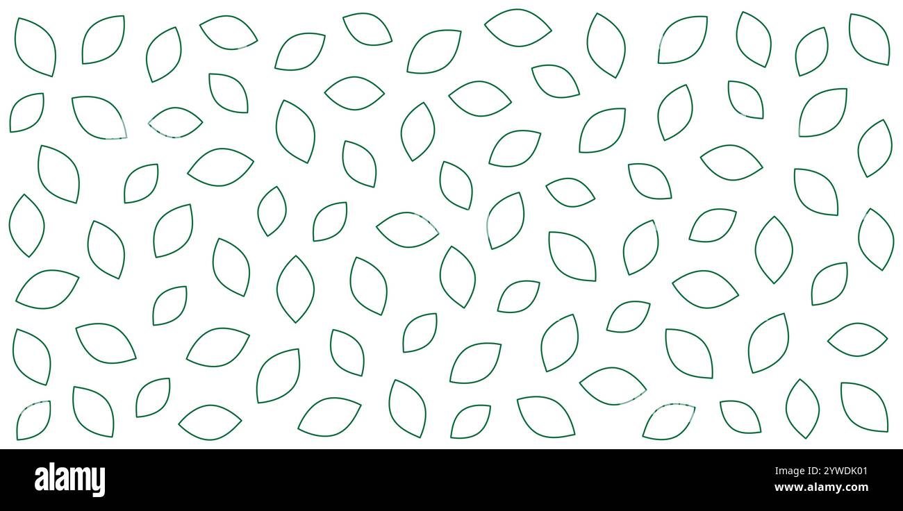 Seamless pattern of green outline leaves on white or transparent ...