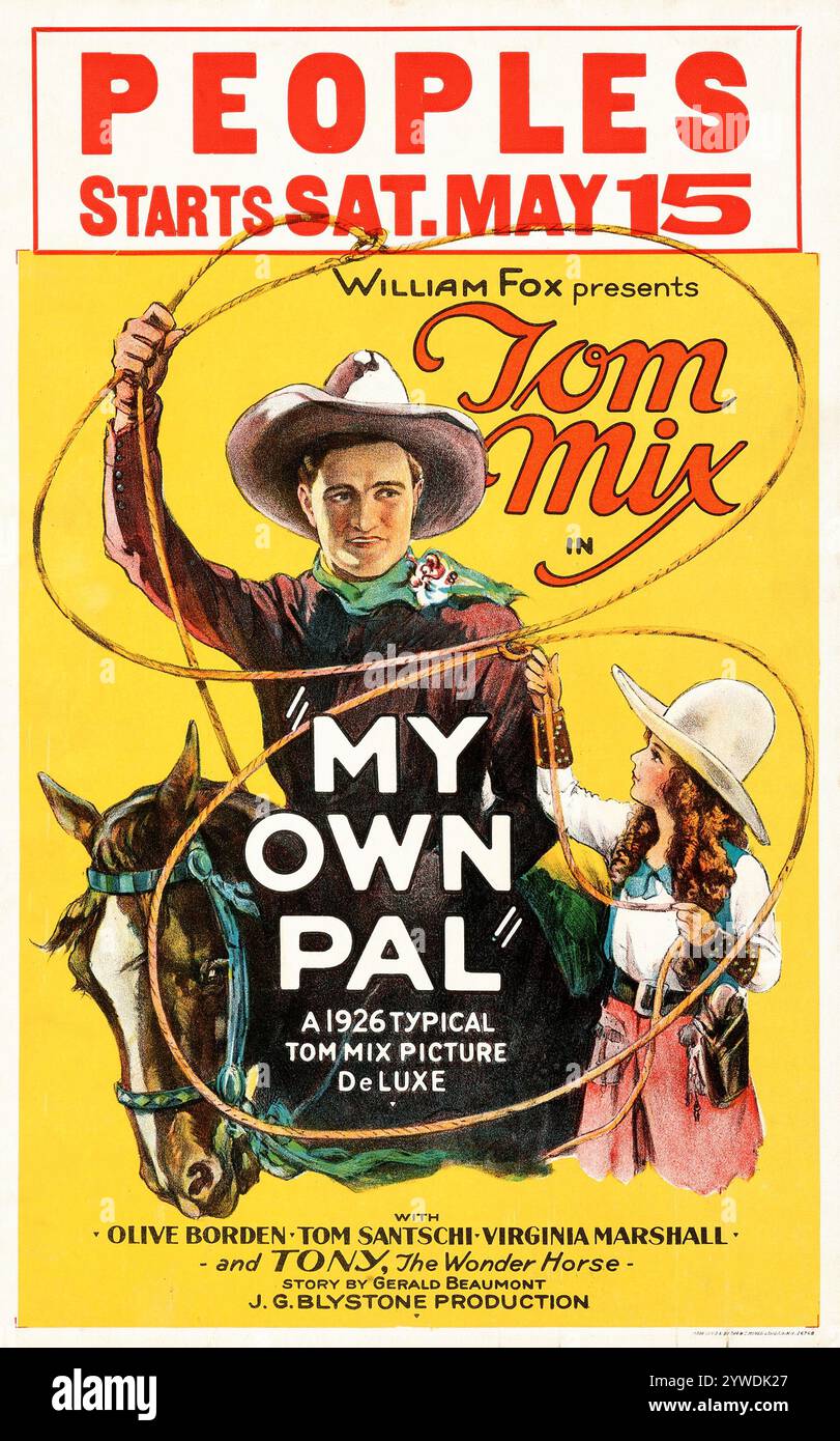 Tom Mix and the wonder horse Tony in My Own Pal (Fox, 1926). Vintage ...