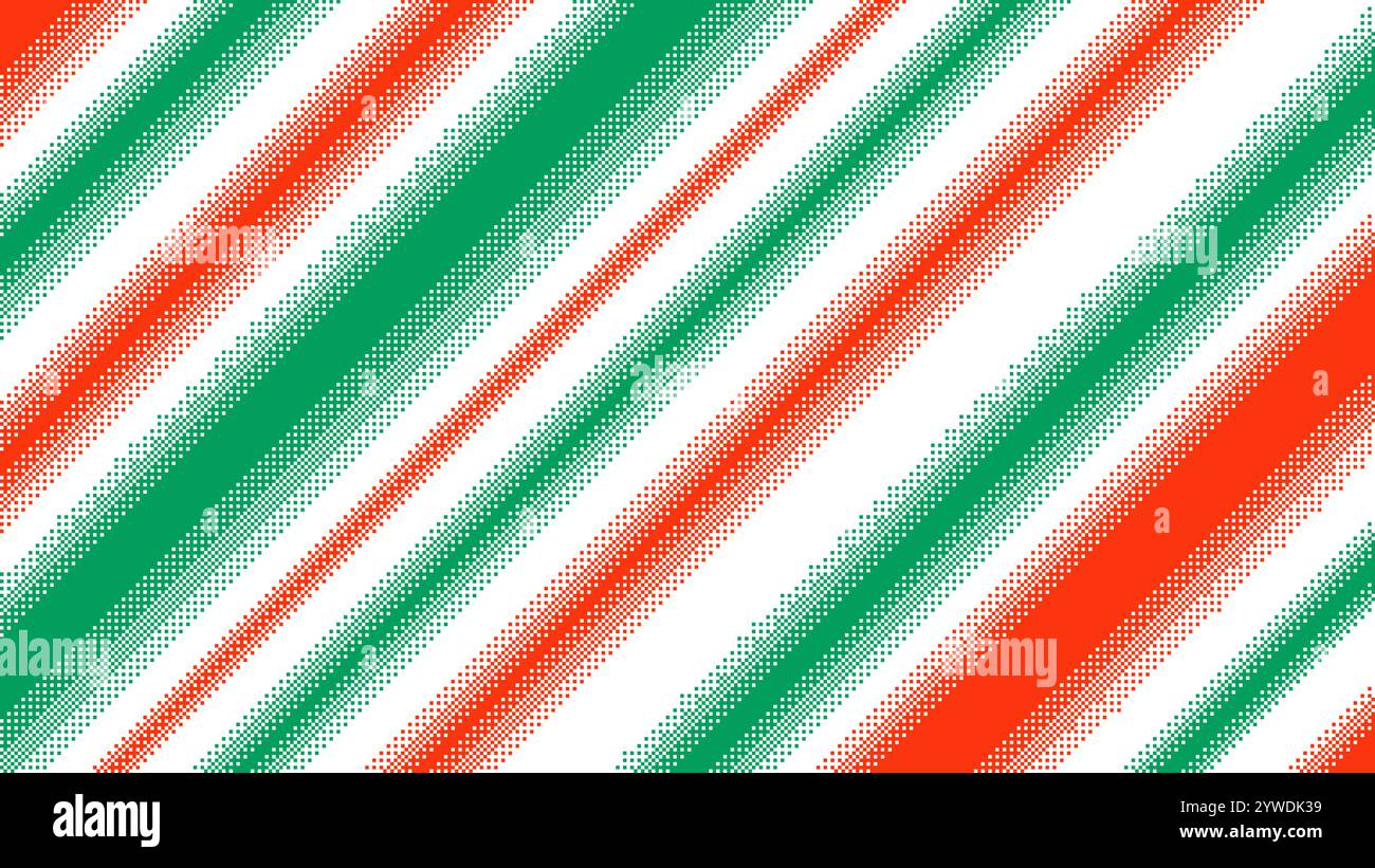 Pixel art striped diagonal pattern. Red and green stripes on white ...