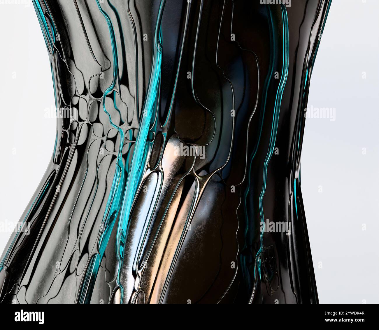 Abstract dark metal and turquoise glass sculpture 3d render Stock Photo ...