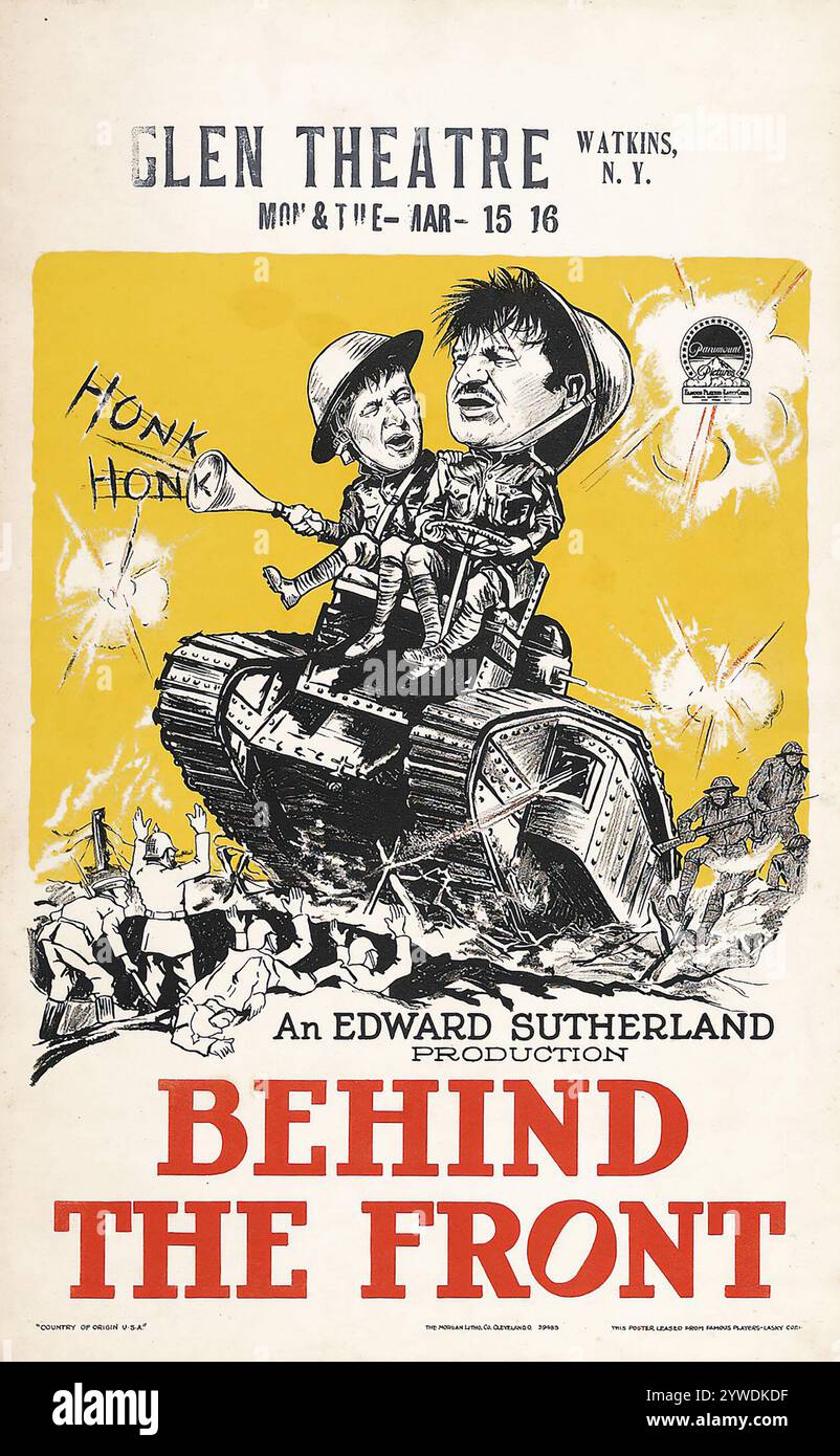 Behind the Front (Paramount, 1926). Window Card. War Comedy. Starring ...