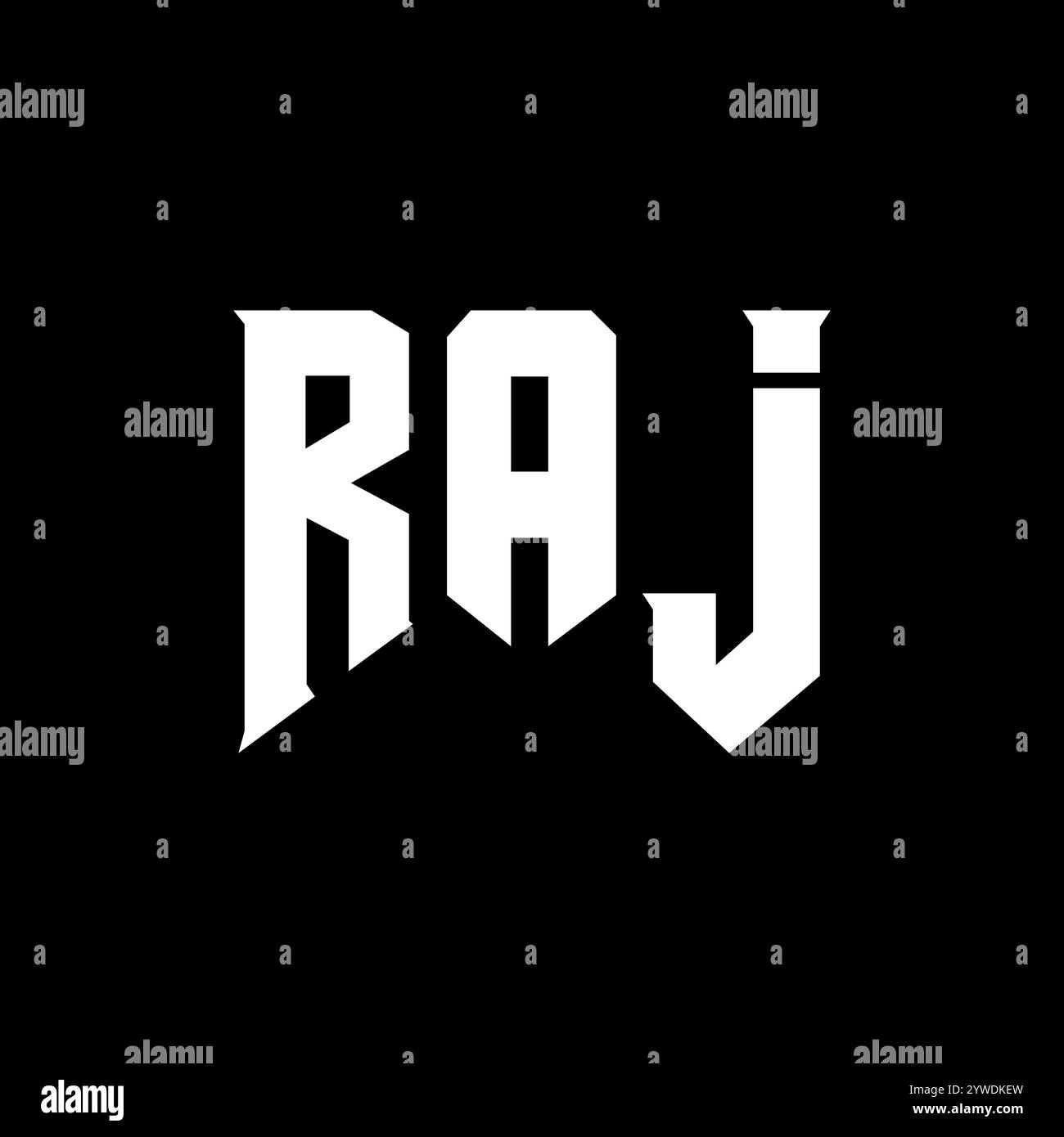 RAJ letter logo design for technology company. RAJ logo design black and white color combination ...