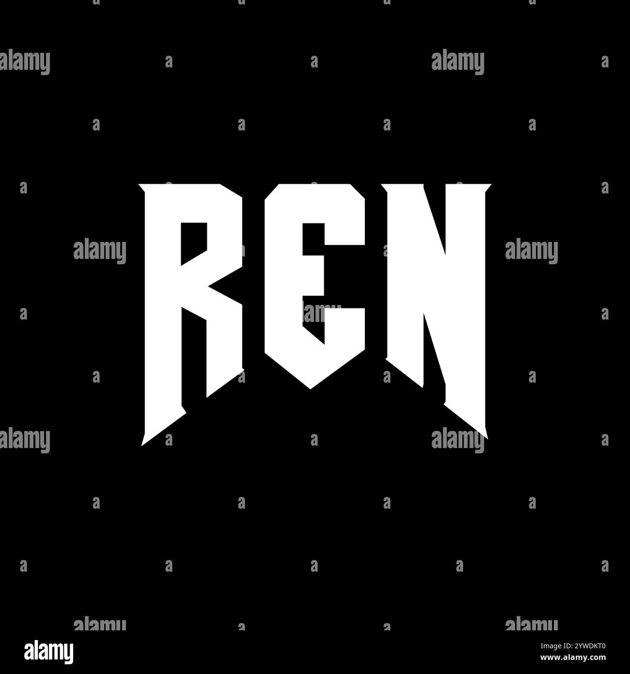 REN letter logo design for technology company. REN logo design black and white color combination ...