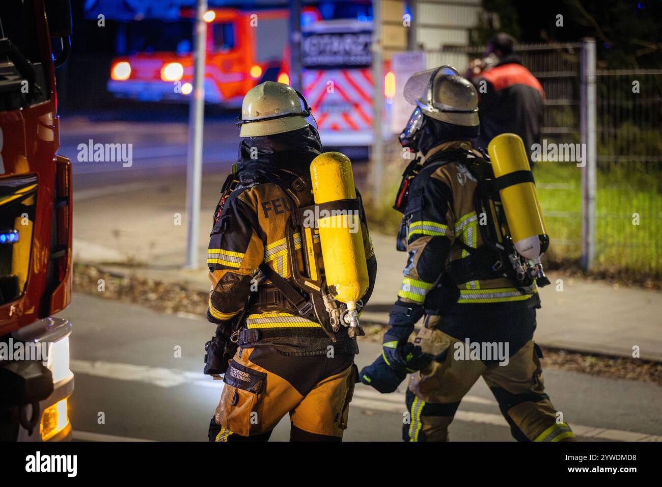 Essener Feuerwehr im Einsatz *** Essen fire department in action Stock ...