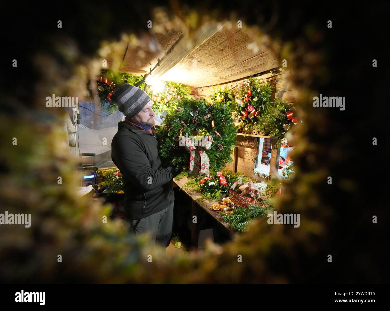 Rab Graham makes Christmas wreaths at the Blair Drummond Smiddy Farm ...