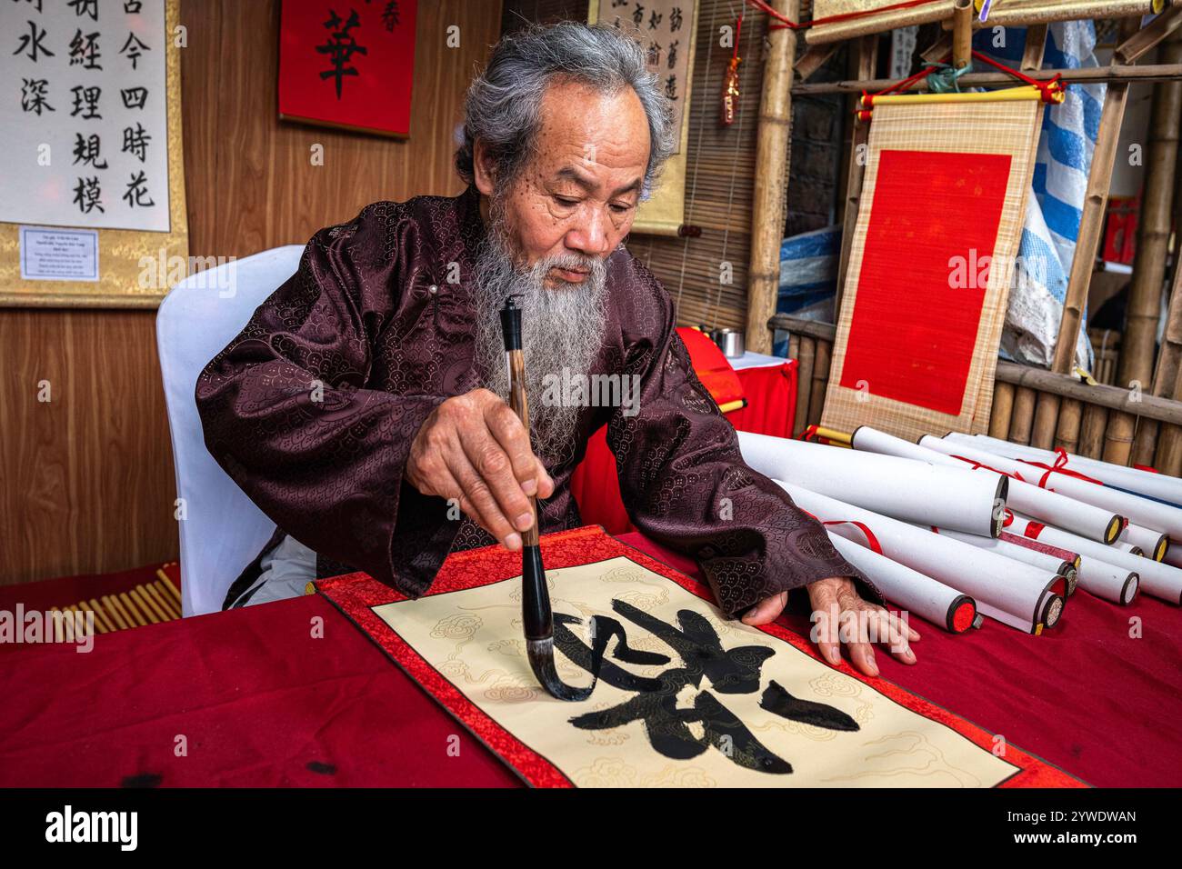 Vietnam, Hanoi, 2024-02-14, Tet festival, Chinese new year, calligraphy ...