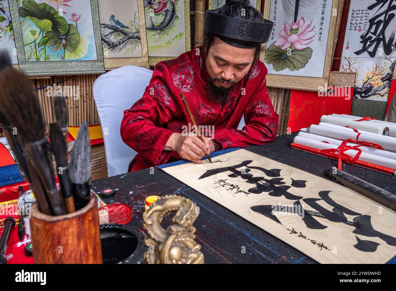 Vietnam, Hanoi, 2024-02-14, Tet festival, Chinese new year, calligraphy ...