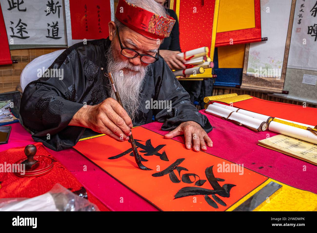 Vietnam, Hanoi, 2024-02-14, Tet festival, Chinese new year, calligraphy ...