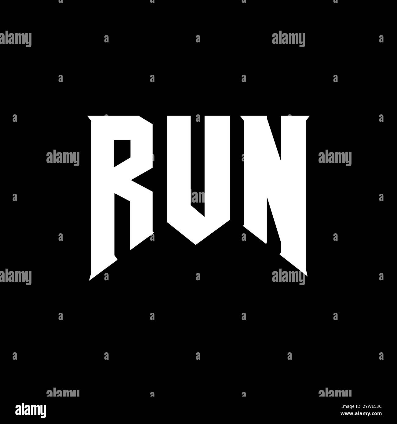 RUN letter logo design for technology company. RUN logo design black ...