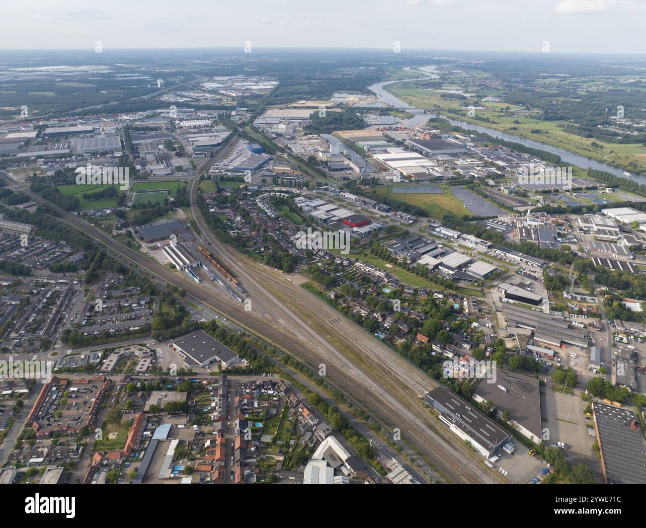 Venlo businesspark, Ubroek, Venlo Trade port along the Maas river Stock ...
