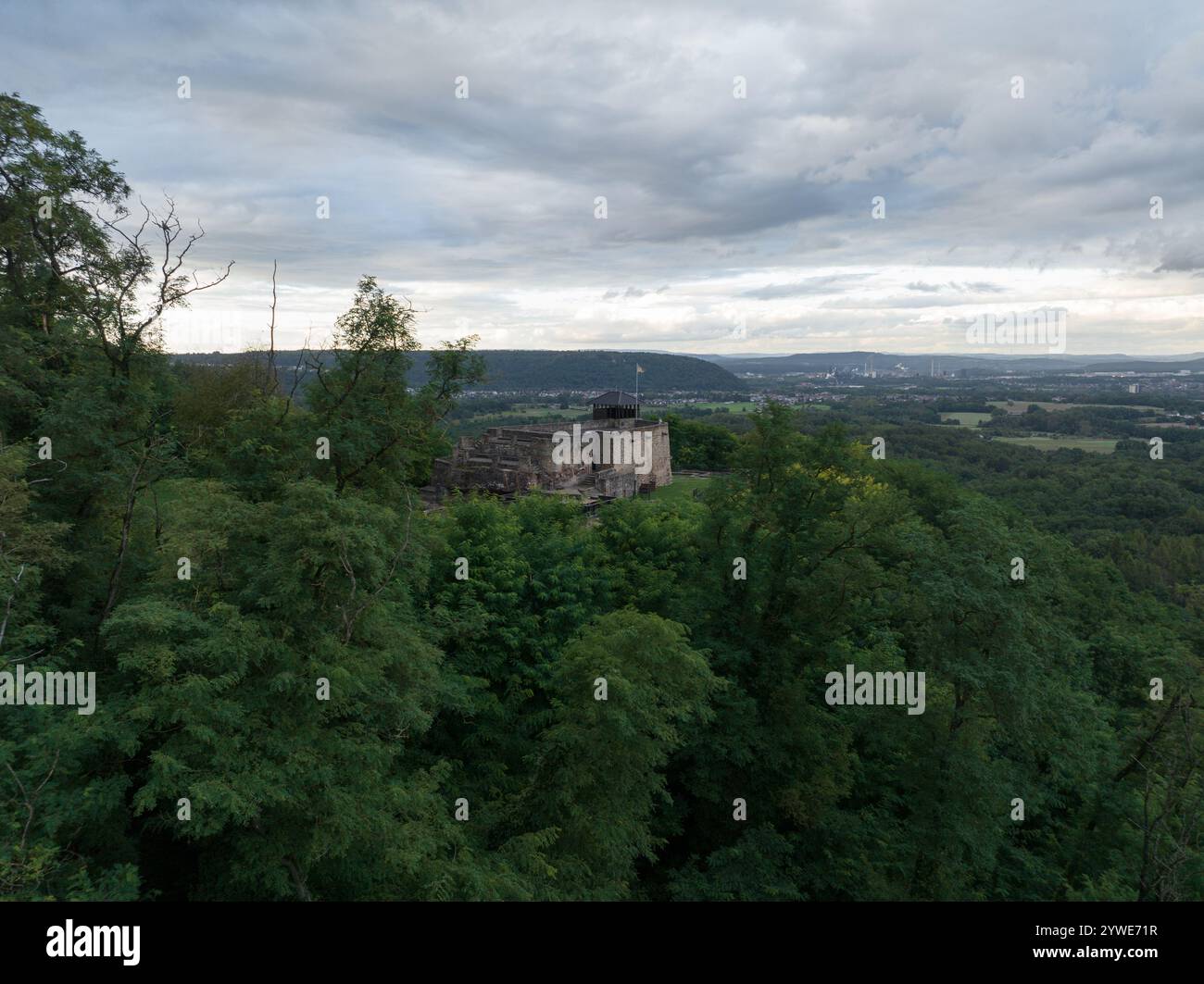 Aerial drone photo of Teufelsburg Felsberg, historic fortification ...