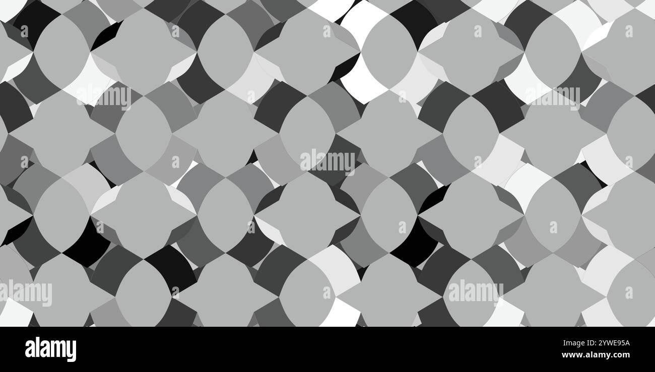 Geometric seamless 3d pattern, endless black and white vector regular ...