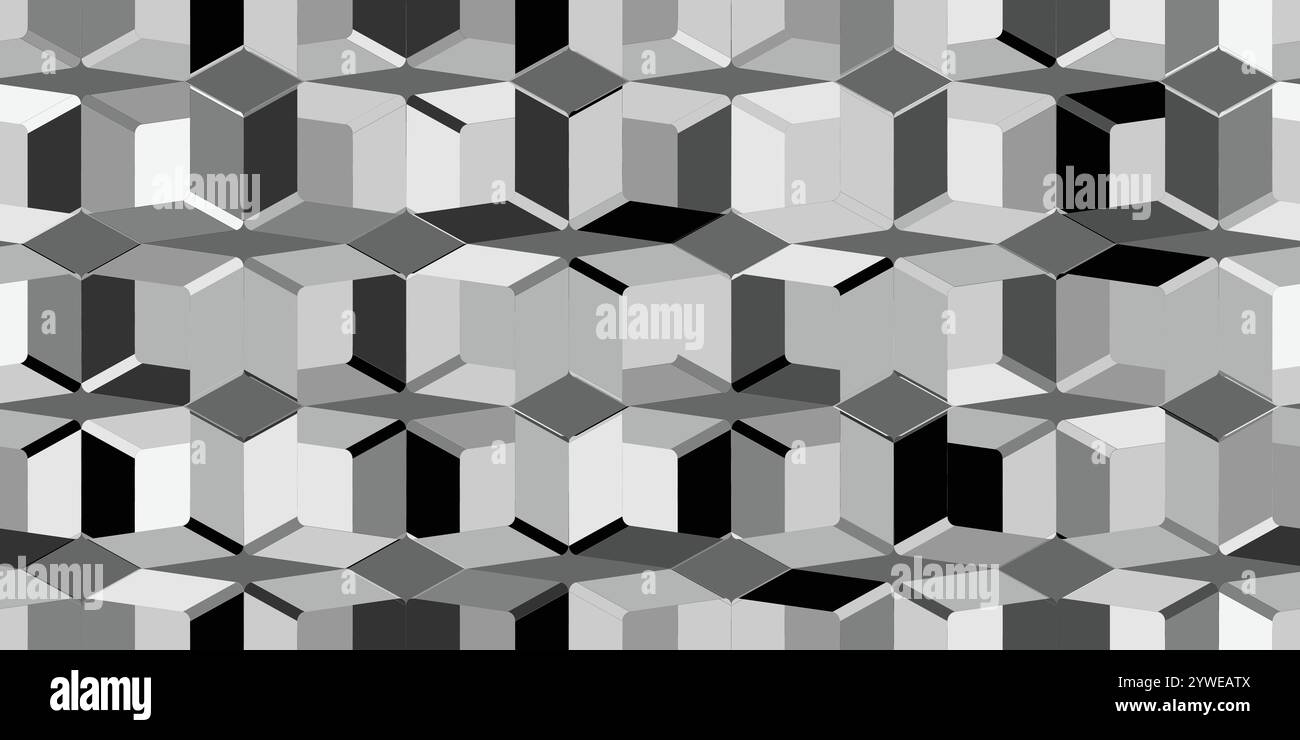 Black and white abstract geometric seamless 3d vector illustration ...