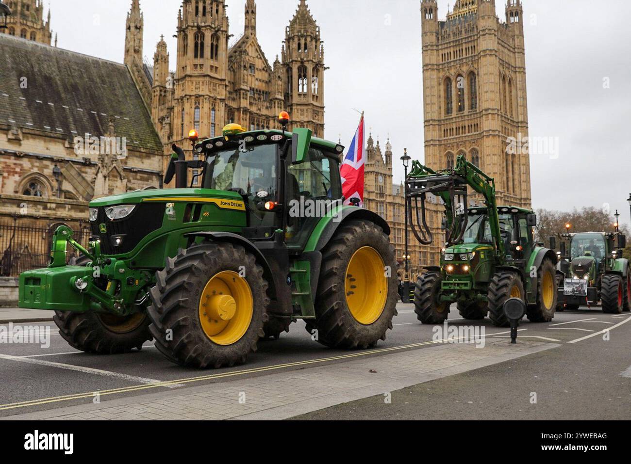 London, UK, 11th December 2024.The first tractors arrive in Westminster ...