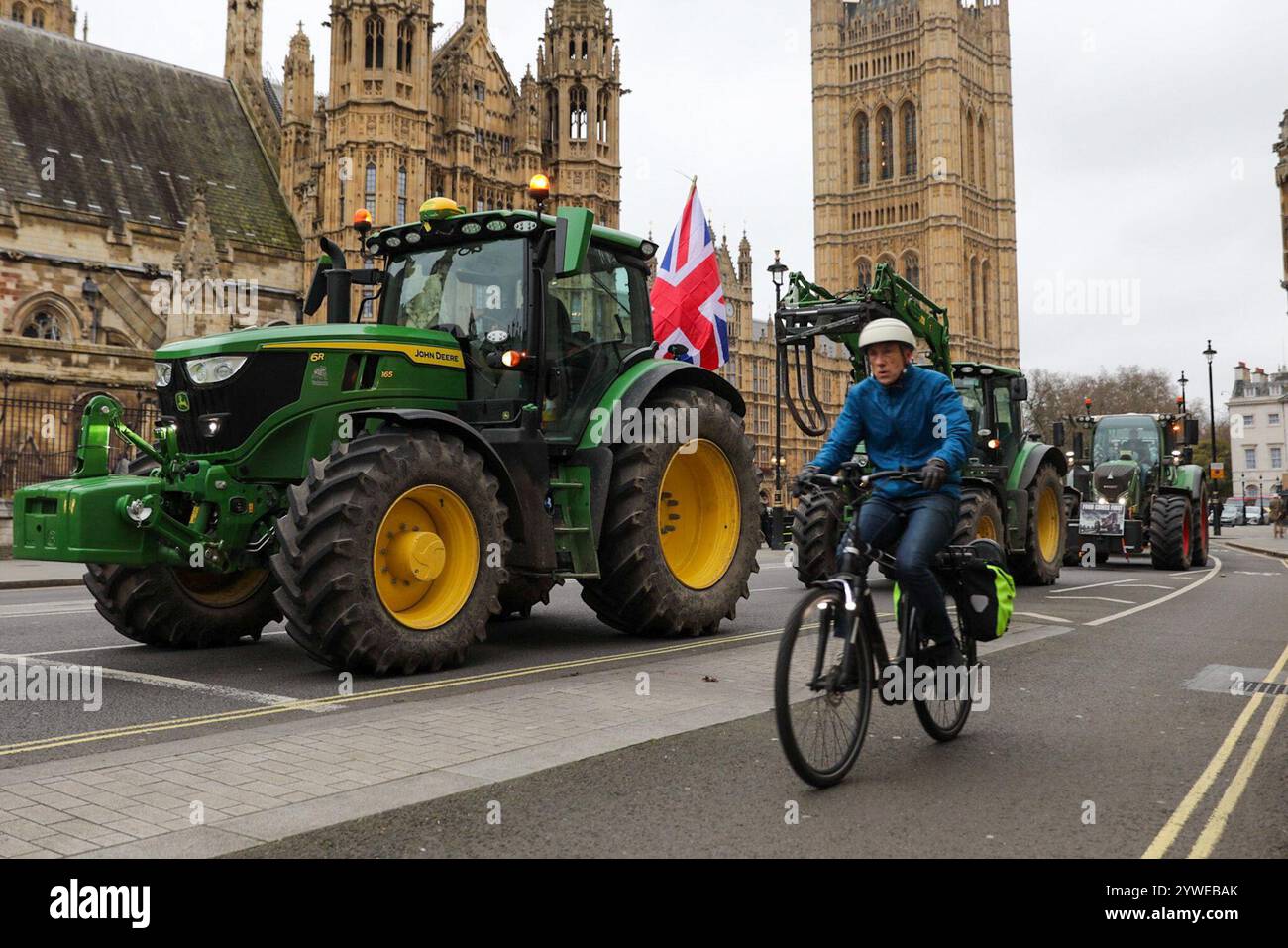 London, UK, 11th December 2024.The first tractors arrive in Westminster ...