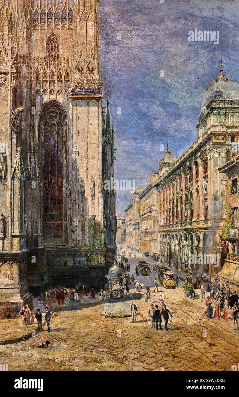 Il Duomo di Milano visto dalla corsia dei Servi - olio su tela - Pierre ...