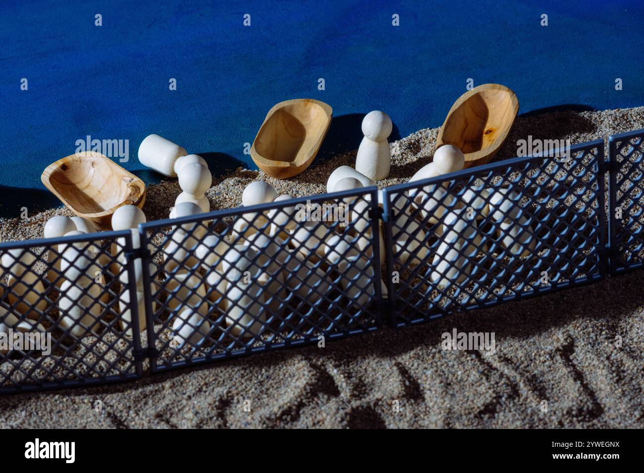 Refugees Stranded at the Border: Boats and Figures in Symbolic Scene ...