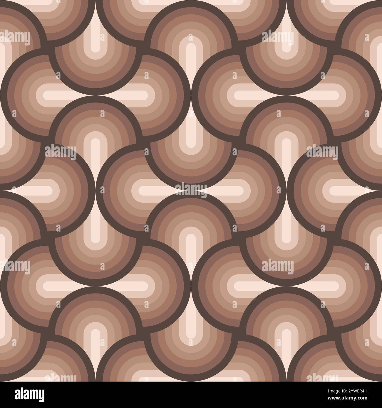 Retro waves wallpapers pattern, Seamless repeating vector pattern, brown mocha mousse colors ...