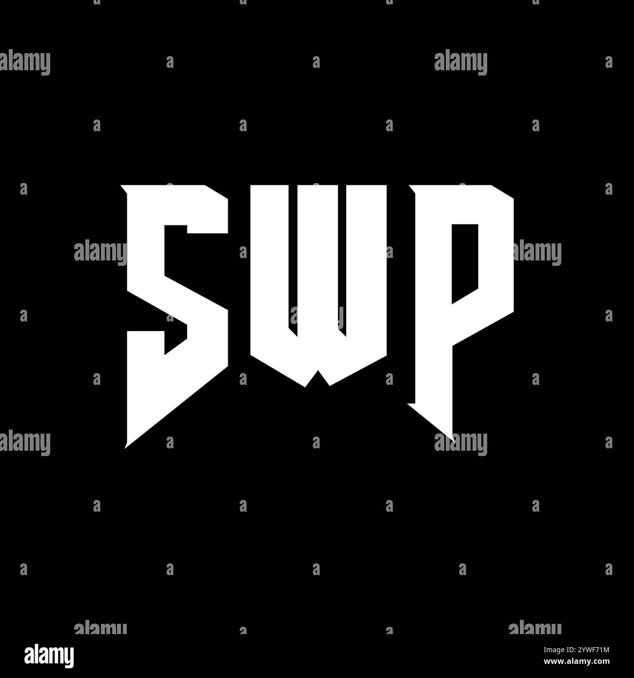 SWP letter logo design for technology company. SWP logo design black and white color combination ...