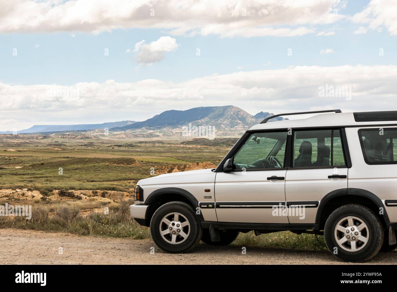 Land Rover Discovery 2 Td5 at Las Bardenas Reales in Spain Stock Photo ...