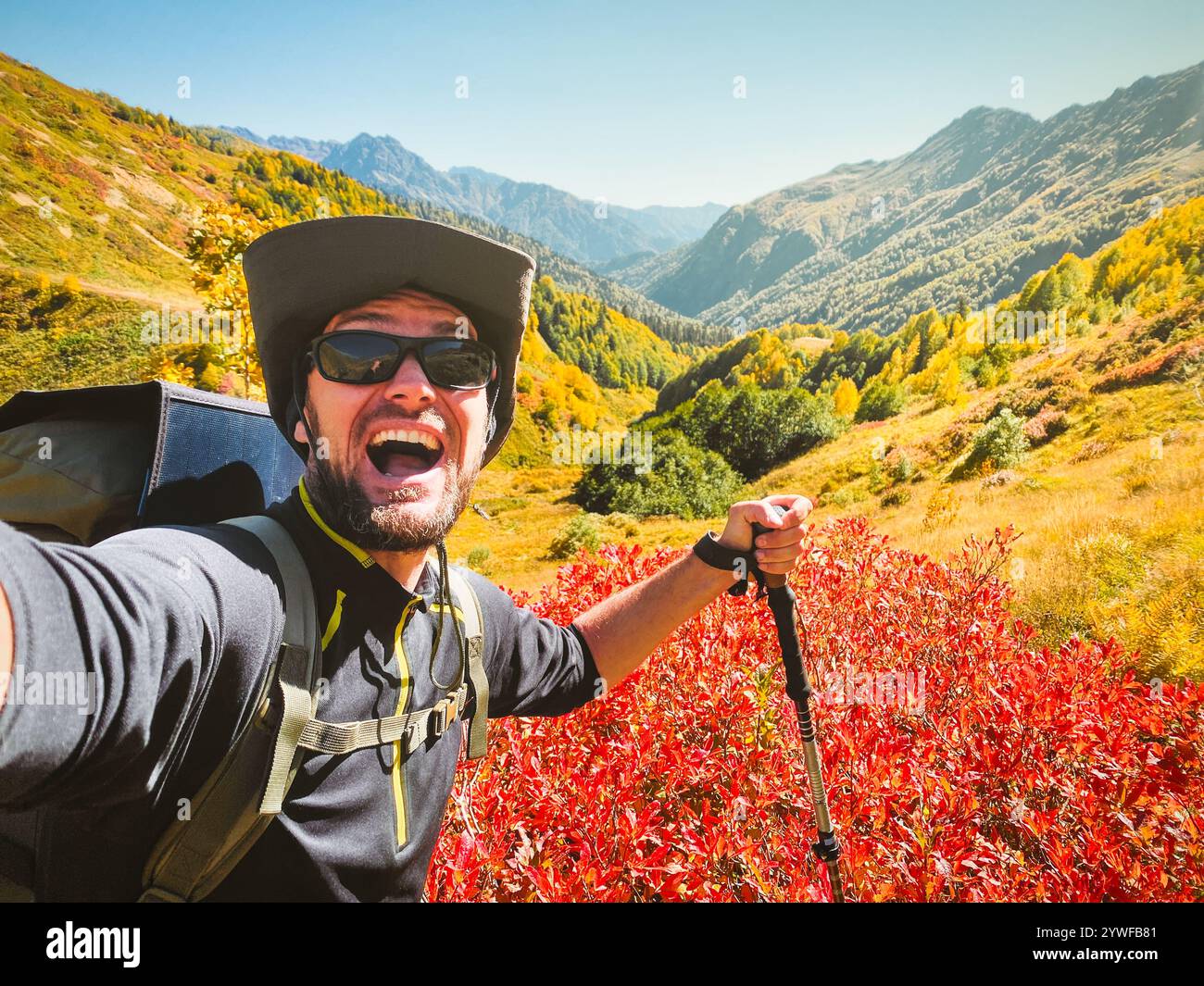 Close up young happy caucasian excited active millennial man influencer ...