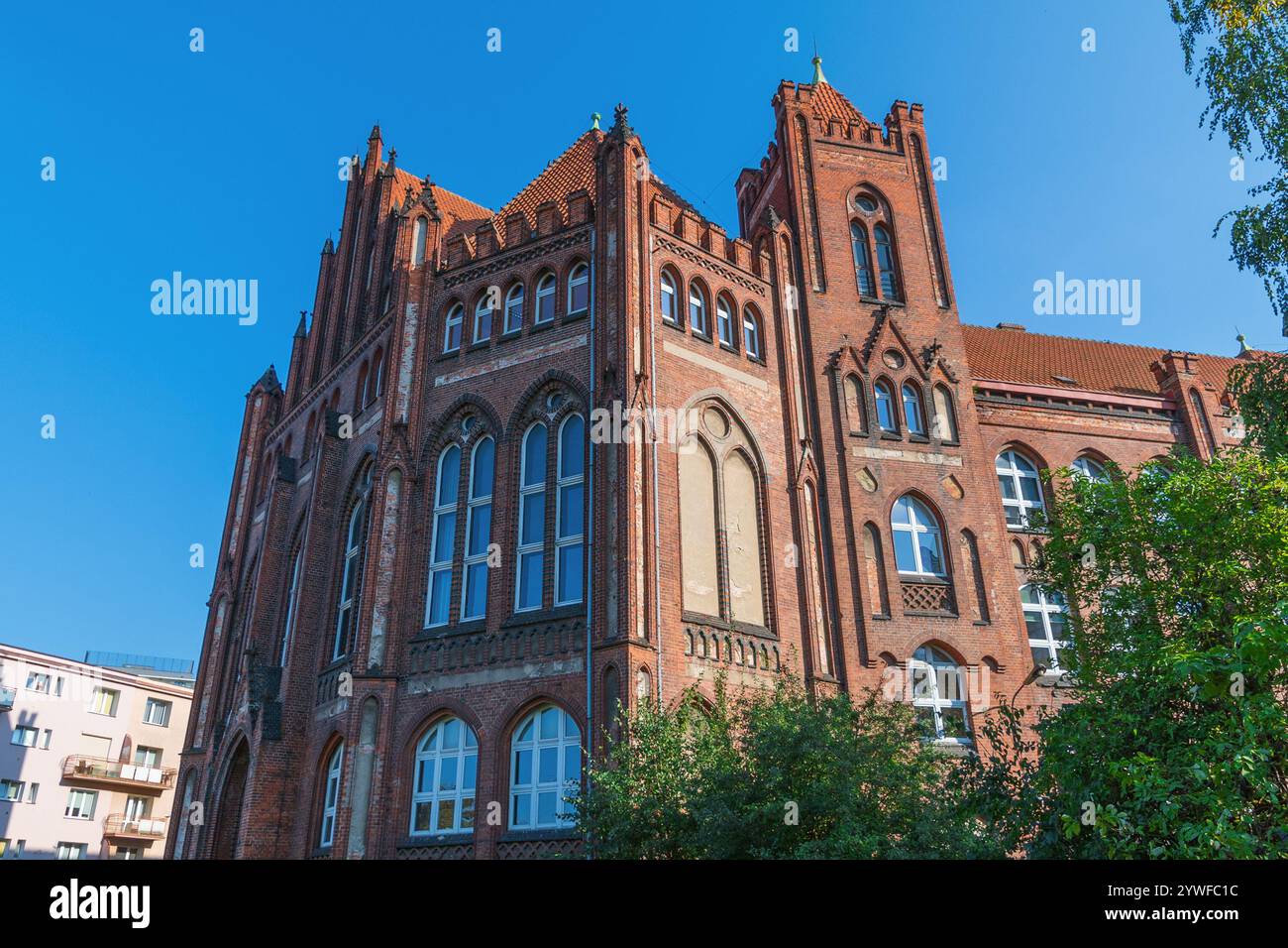 Nicolaus Copernicus School in Gdansk, Poland. Beautiful historical ...