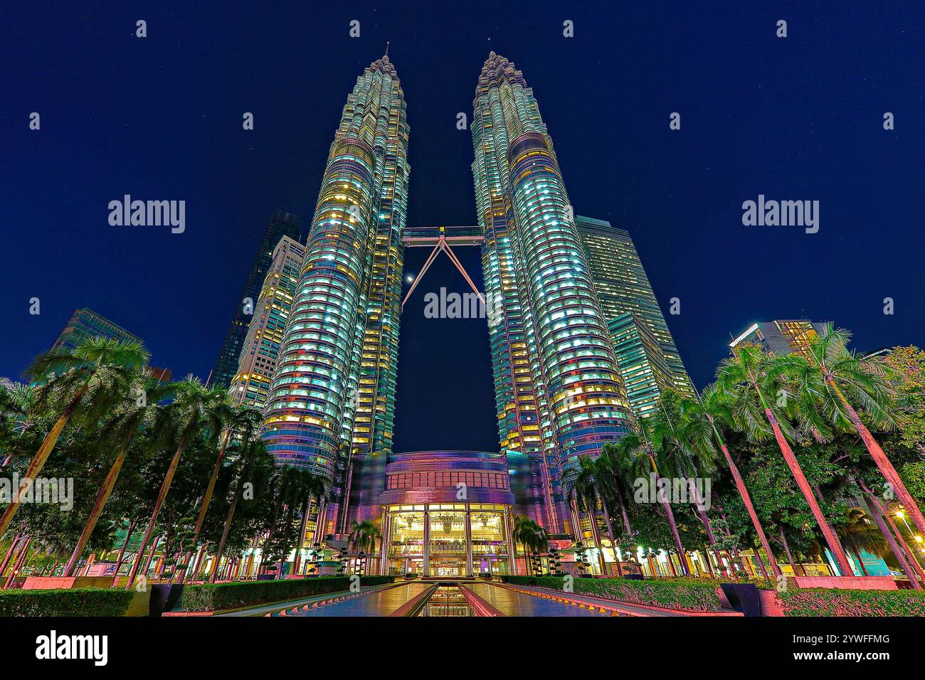 Skyline of Kuala Lumpur with high rise buildings and Petronas Towers ...