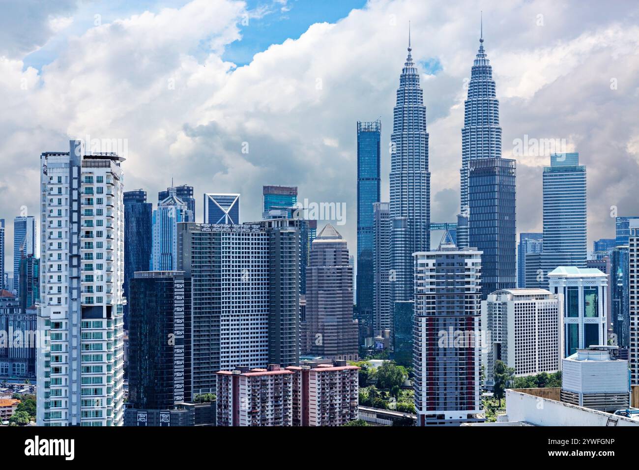 Skyline of Kuala Lumpur with high rise buildings, Malaysia Stock Photo ...