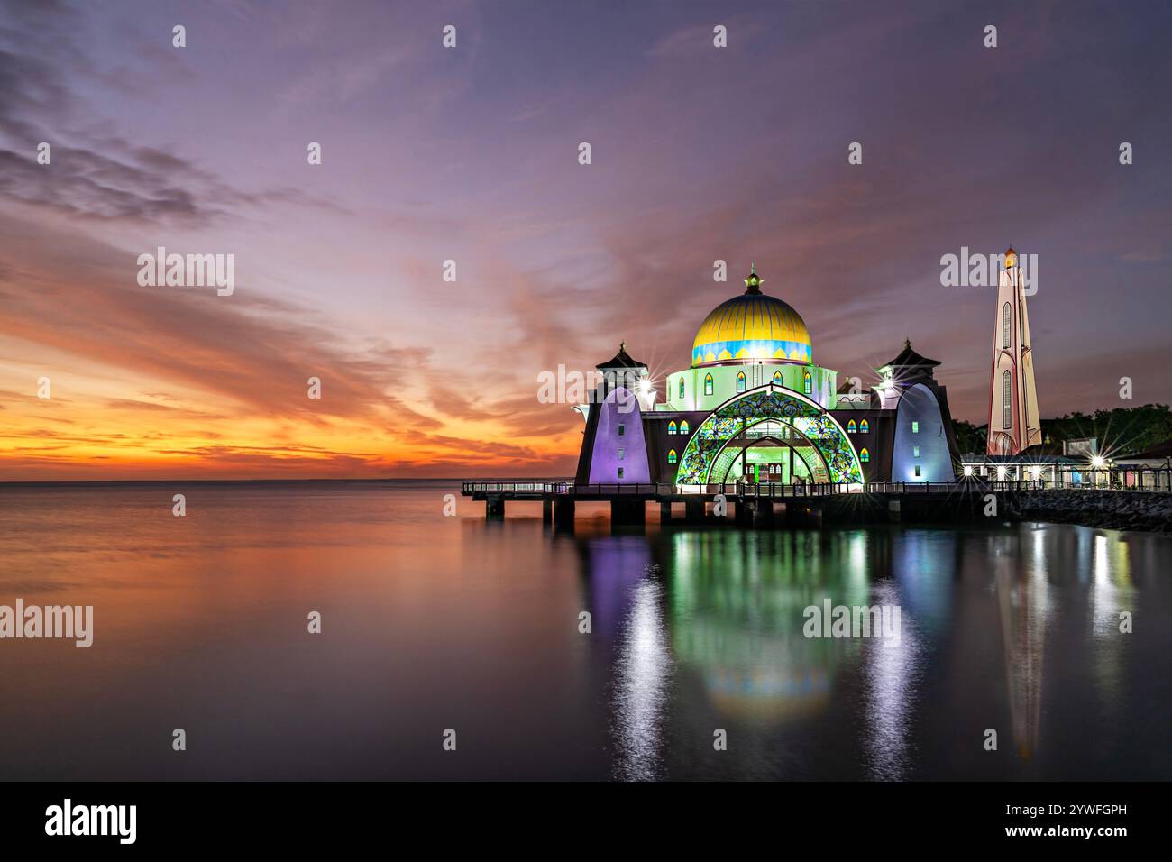 Floating mosque known also as Masjid Selat Mosque in Malacca, Malaysia ...
