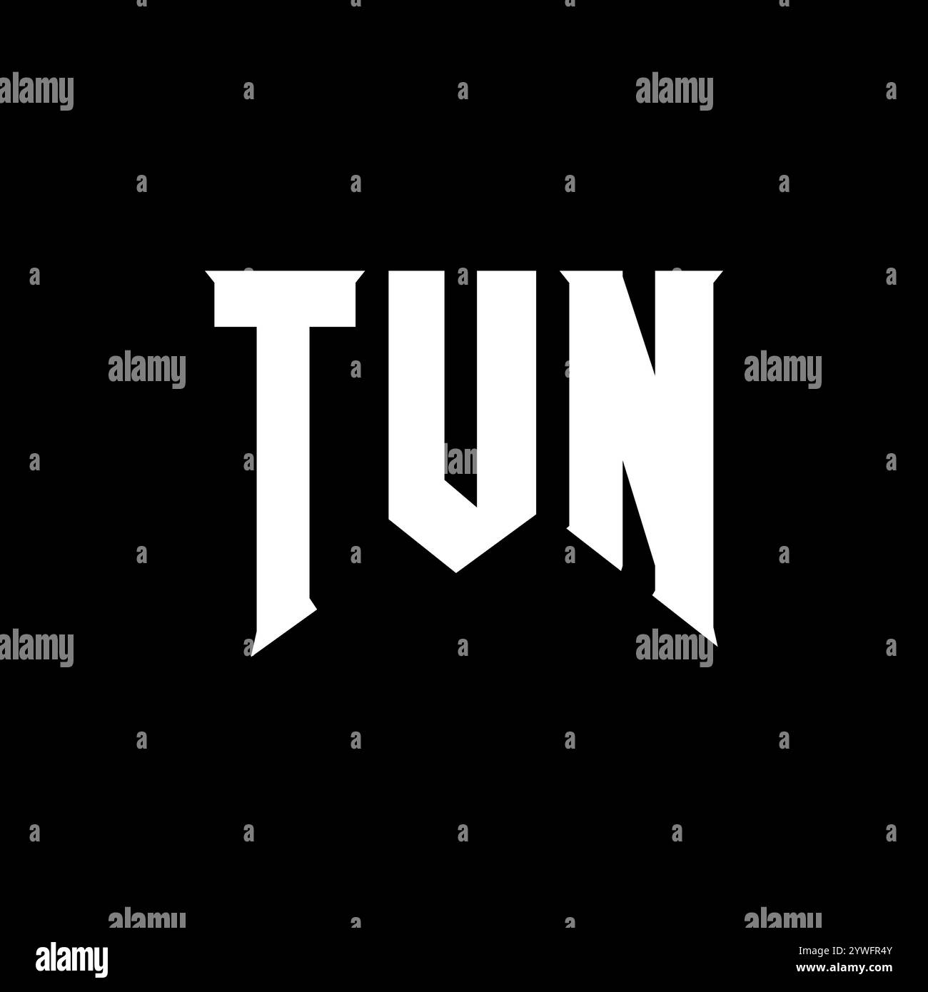 TUN letter logo design for technology company. TUN logo design black and white color combination ...