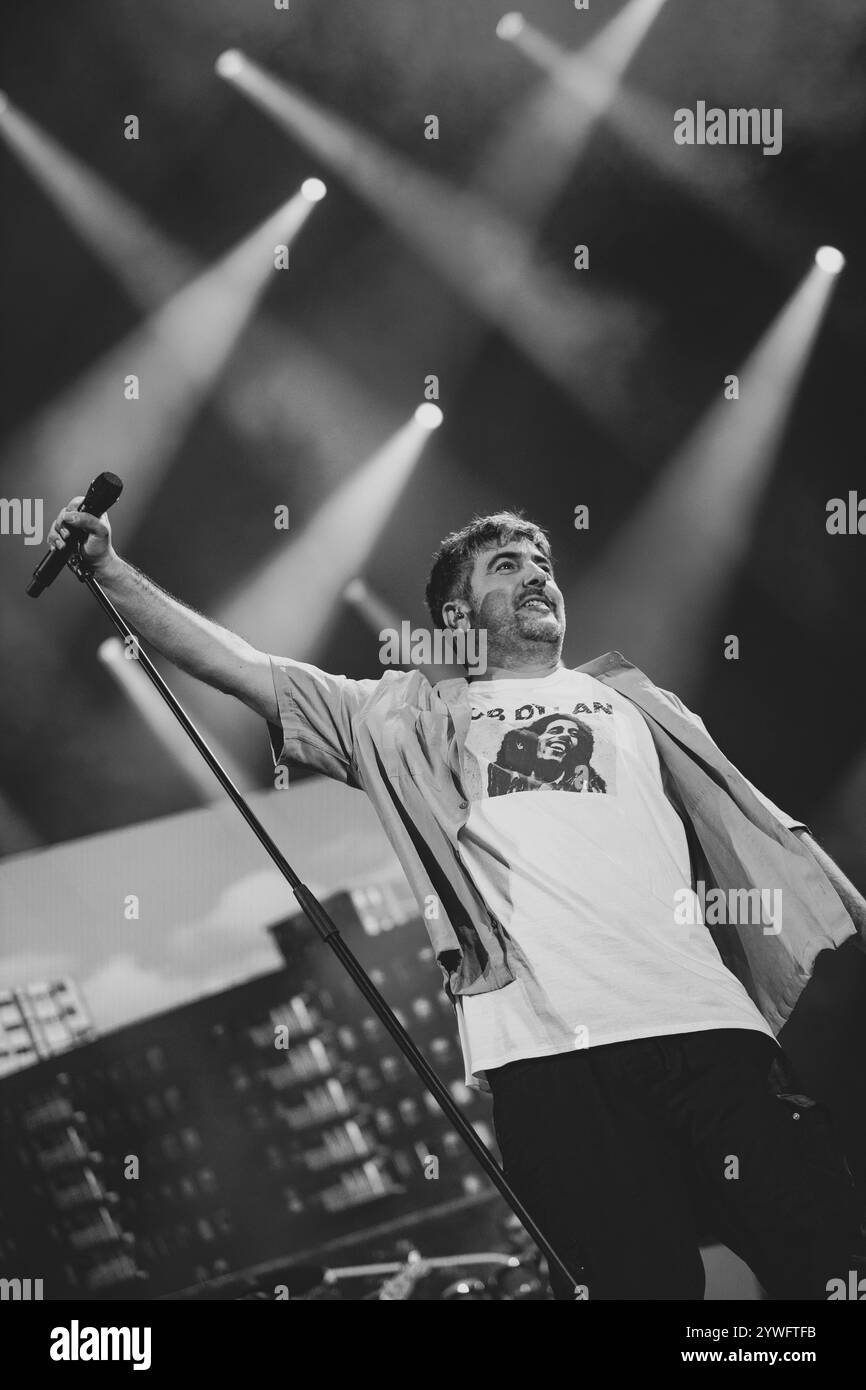 Spanish singers Estopa (David Munoz and Jose Munoz) performs on stage ...