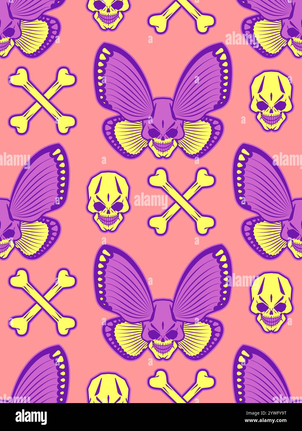 Butterfly Skull pattern seamless. Deadly Butterfly background. Insect ...