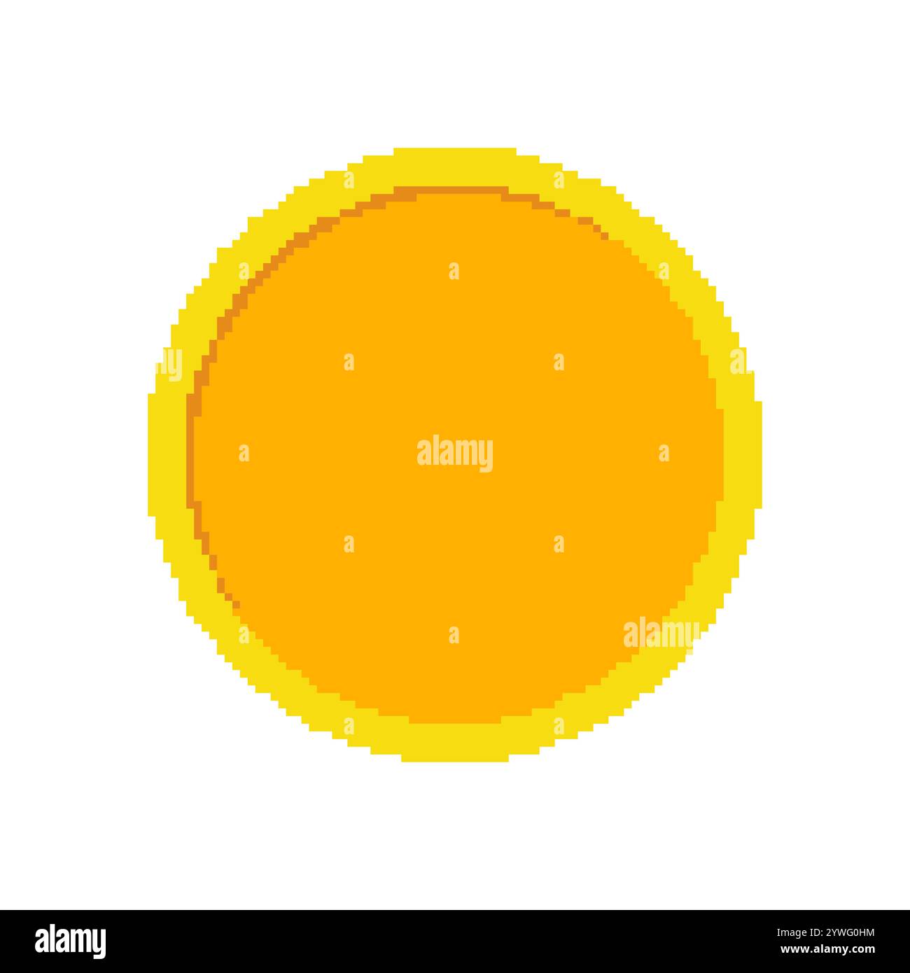 Pixel Art Gold Empty Coin Icon. 8-bit Retro Video Game Style. Blank ...