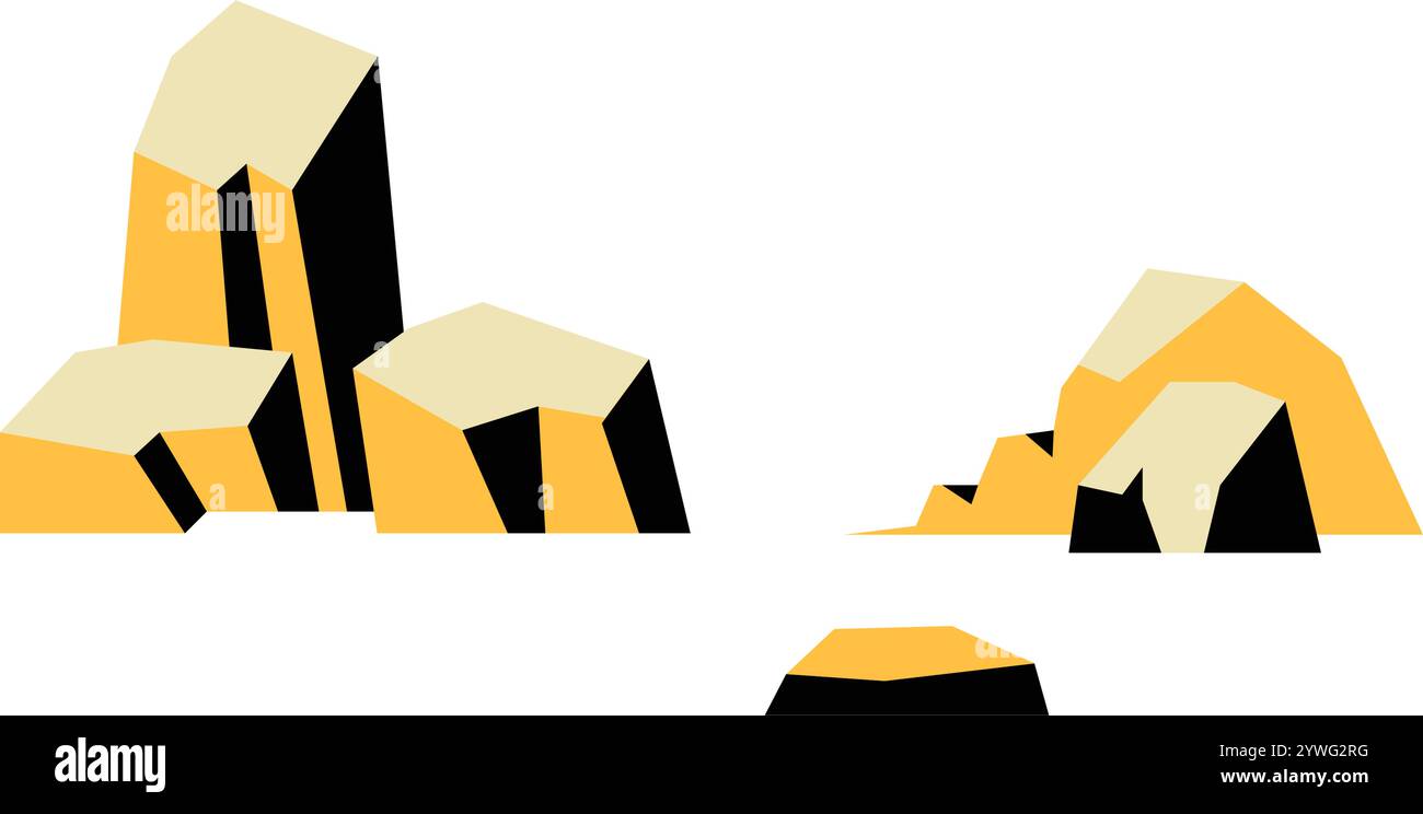 Yellow Rock Formations In Flat Vector Illustration Symbolizing Natural ...