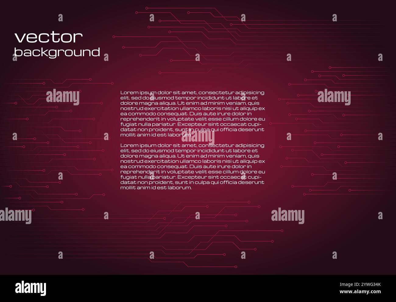Abstract technological dark red background with elements of the ...