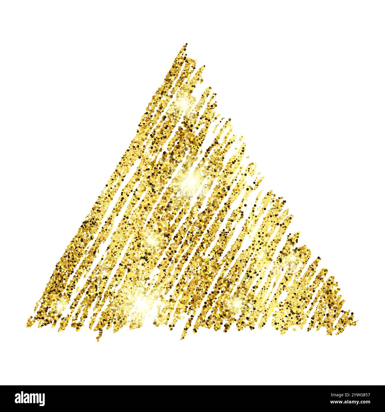 Golden paint hand drawn glittering triangle on a white background ...