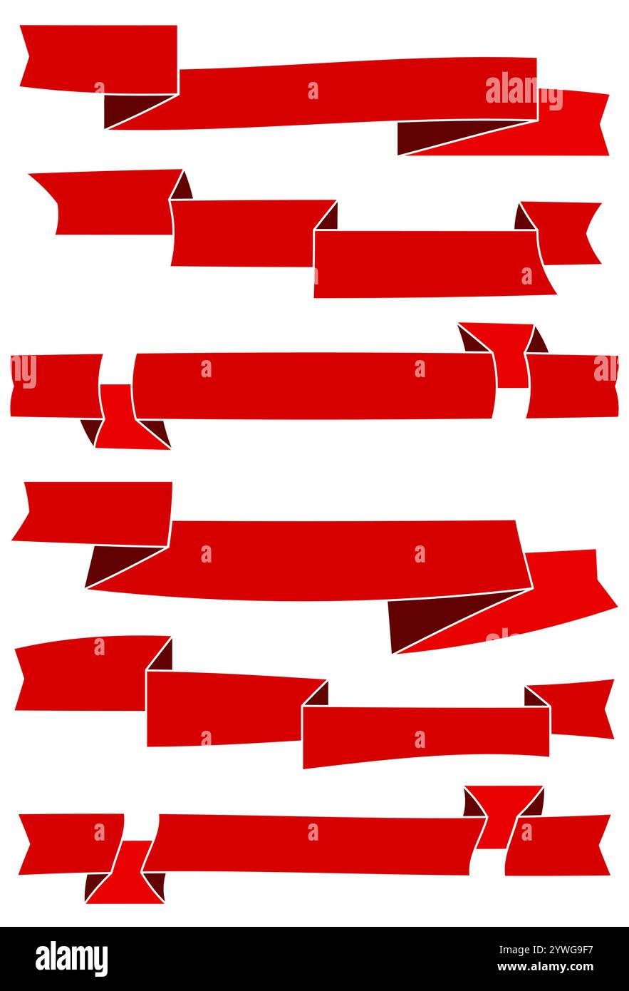 Set of six red cartoon ribbons for web design. Great design element ...
