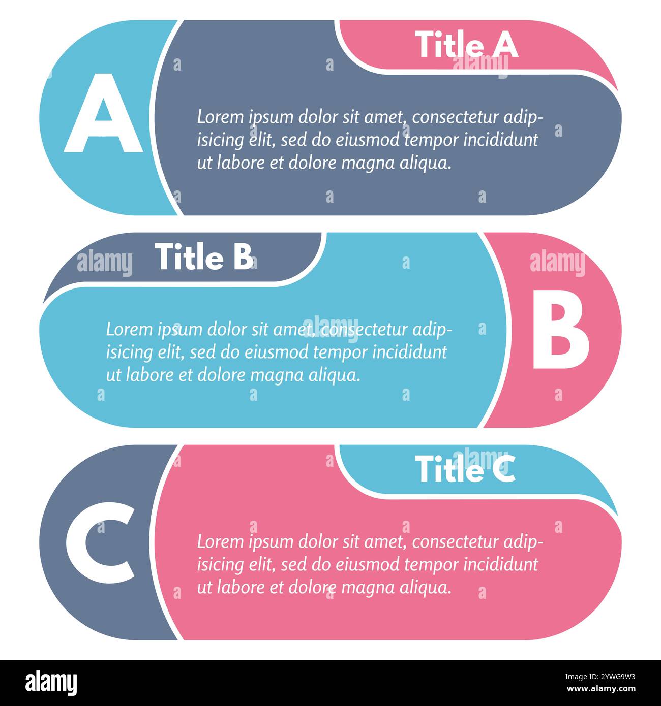 Set of three horizontal colorful options banners. Step by step ...