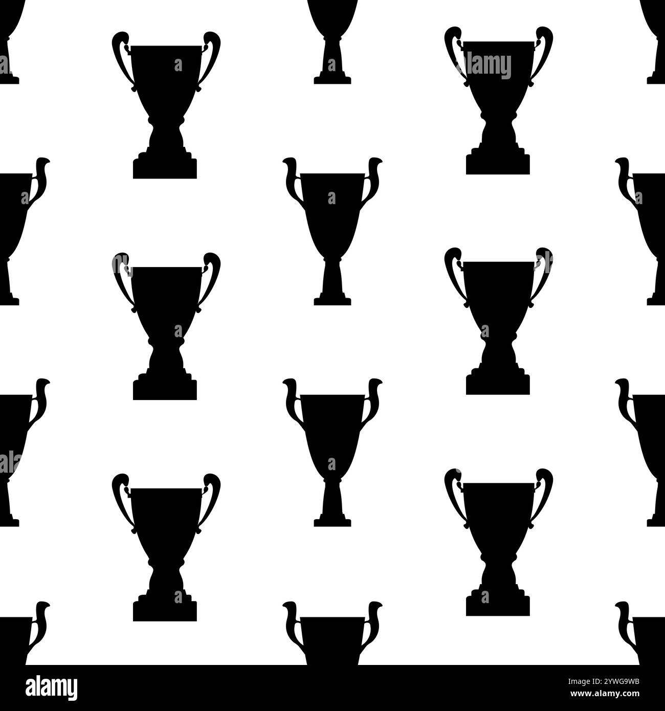Winner trophy cup seamless pattern. Black simple silhouette texture ...